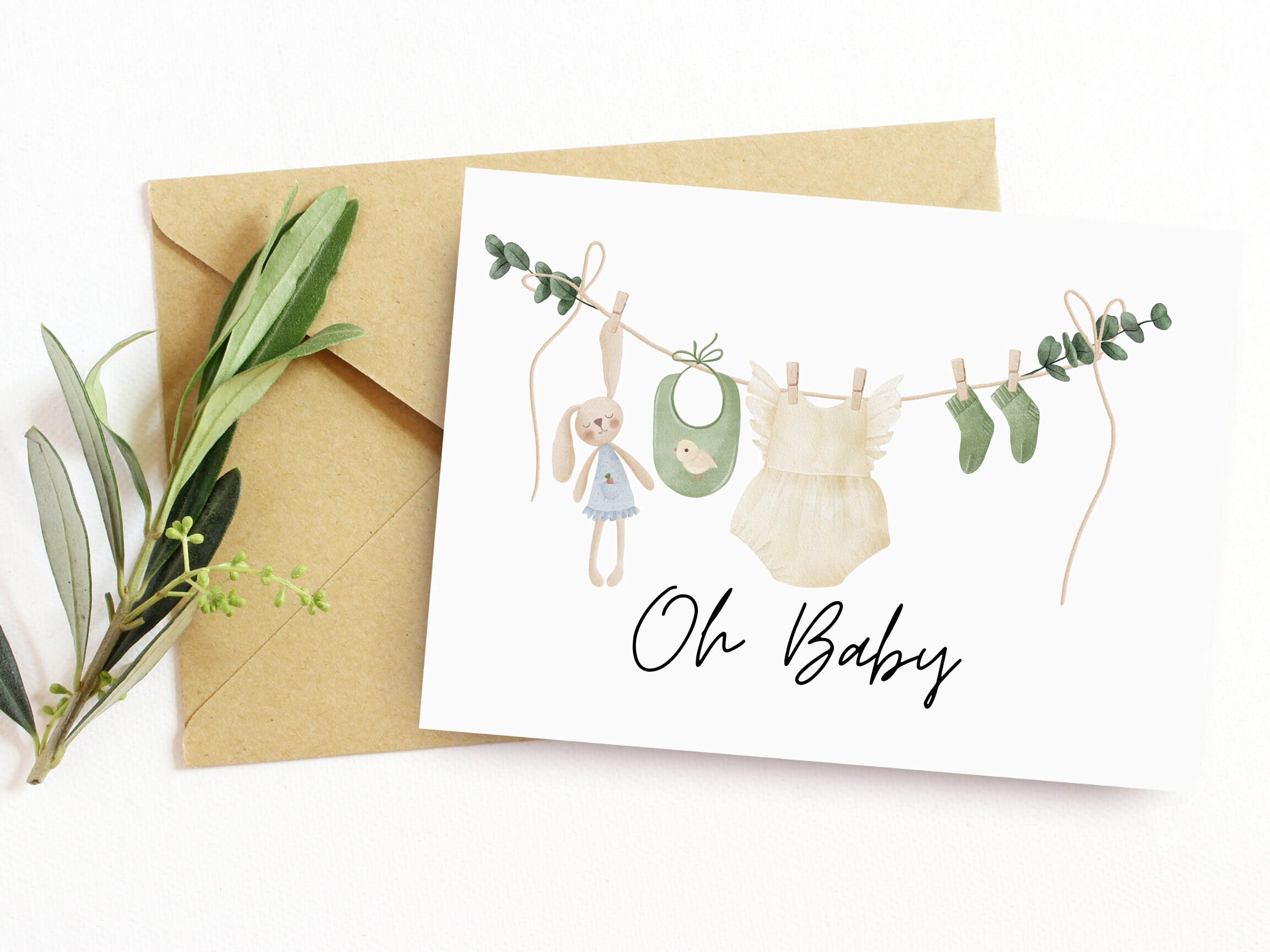 Printable Gender Neutral Baby Shower Card/ Digital Print Homemade Card ...