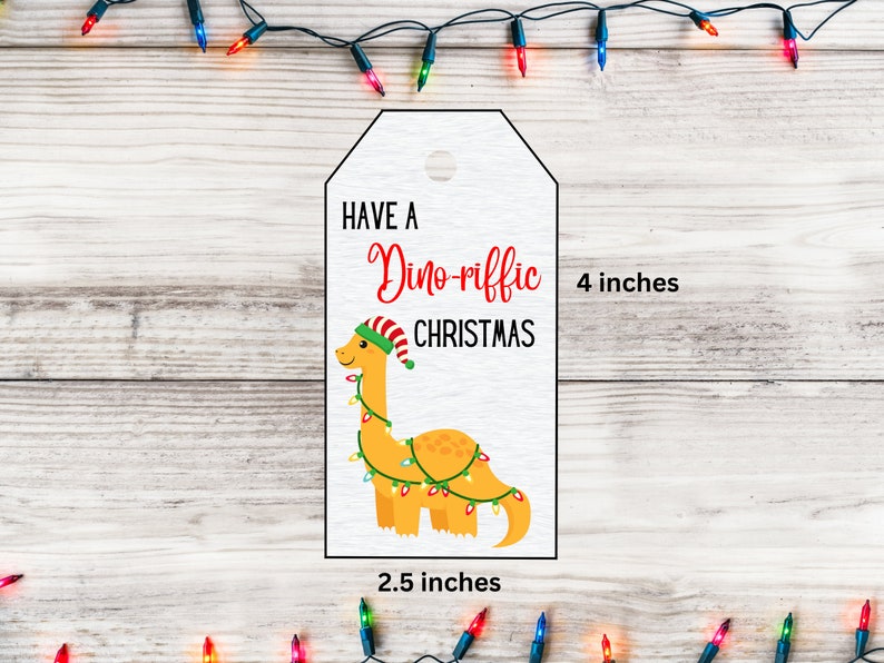 Dinosaur Christmas Gift Tags. Printable Gift Tags Dino Themed. Cute ...
