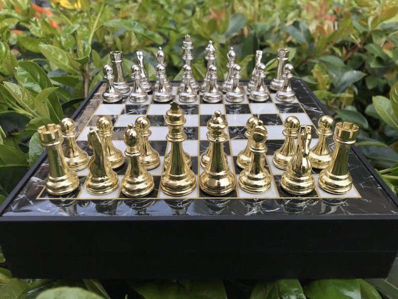 Mini Chess Set W Travel Chess Set Chess Box With Metal | Etsy