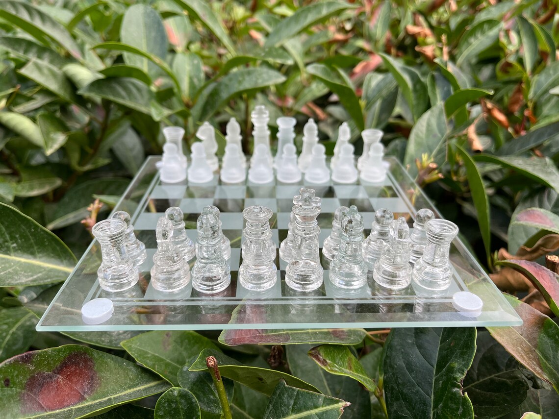Glass Chess Set W Handmade Glass Chess Pieces Personalized - Etsy