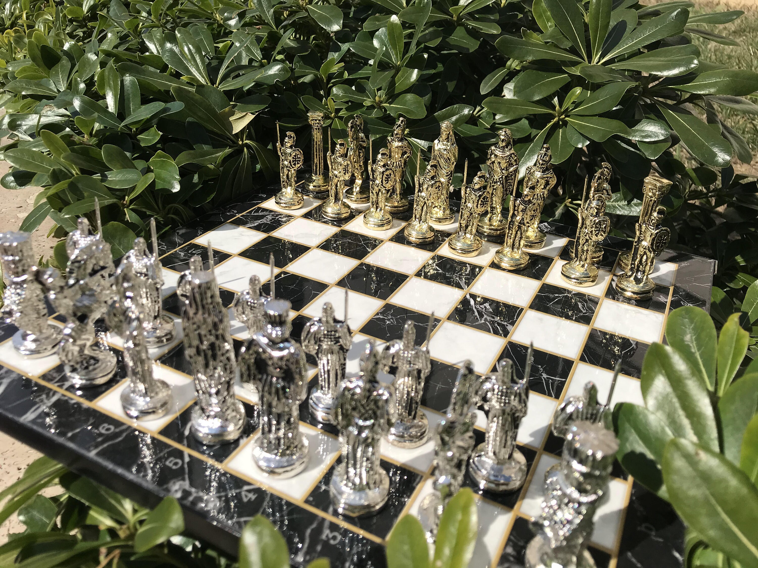 Swords Chess Set w/ Board Historical Figures Marble | Etsy