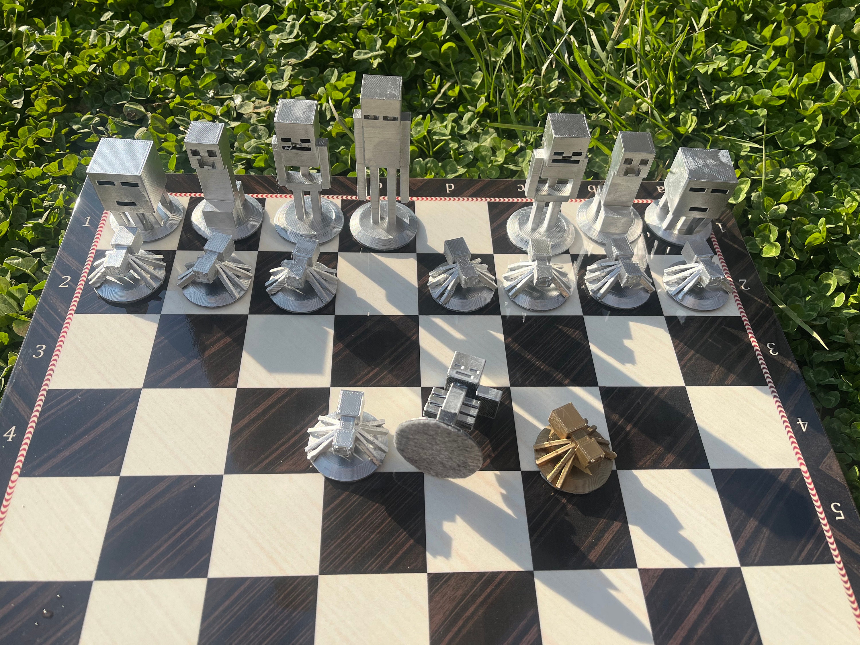 Minecraft Chess Set W Minecraft Pieces With Board Handmade - Etsy