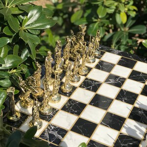 Swords Chess Set W/ Board, Historical Figures, Marble Patterned Board ...