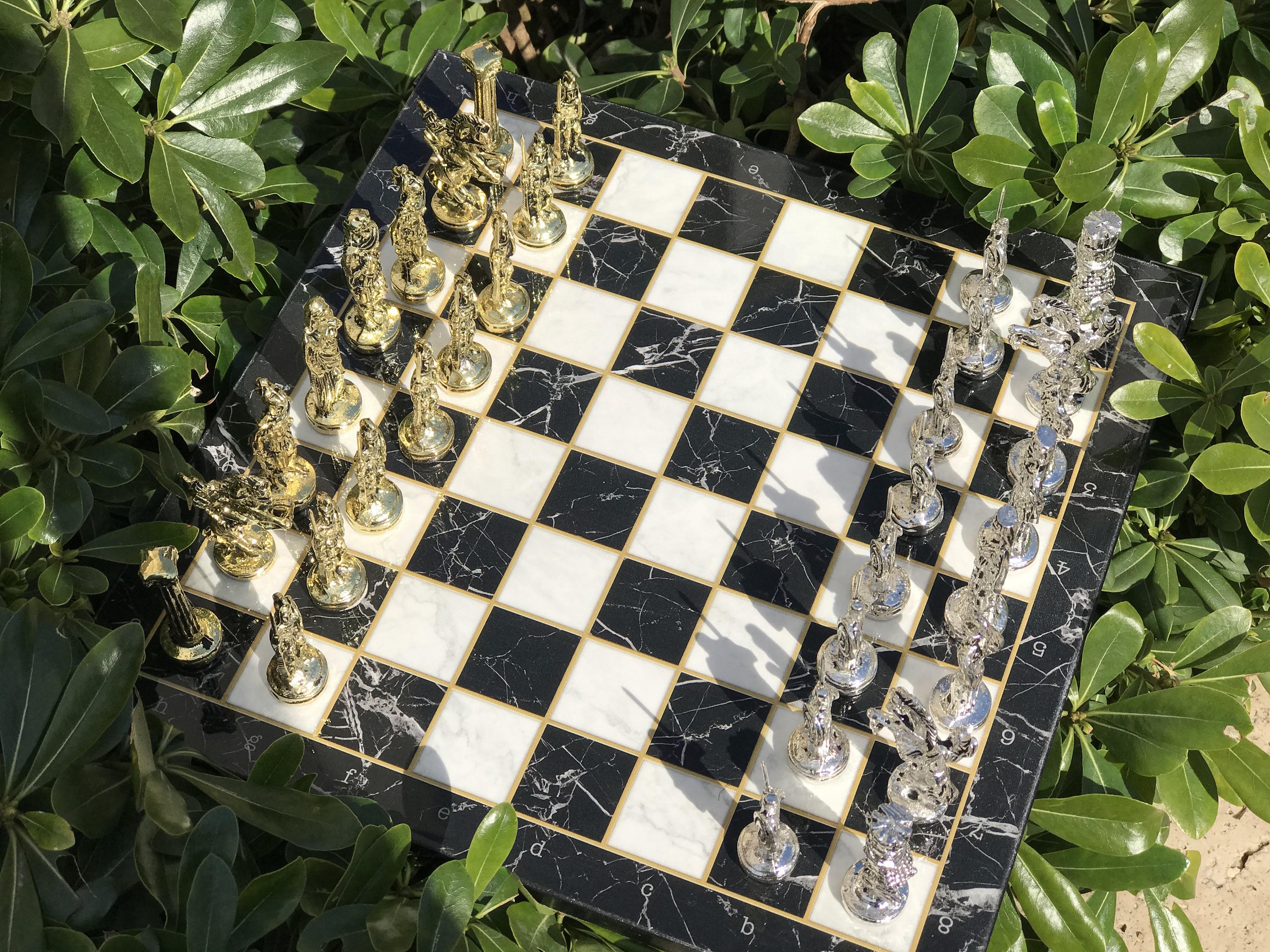 Swords Chess Set w/ Board Historical Figures Marble | Etsy