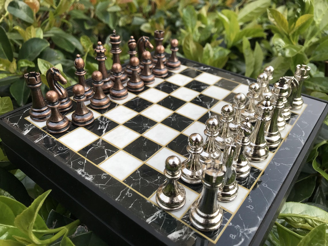 Mini Chess Set W Travel Chess Set Chess Box With Metal | Etsy