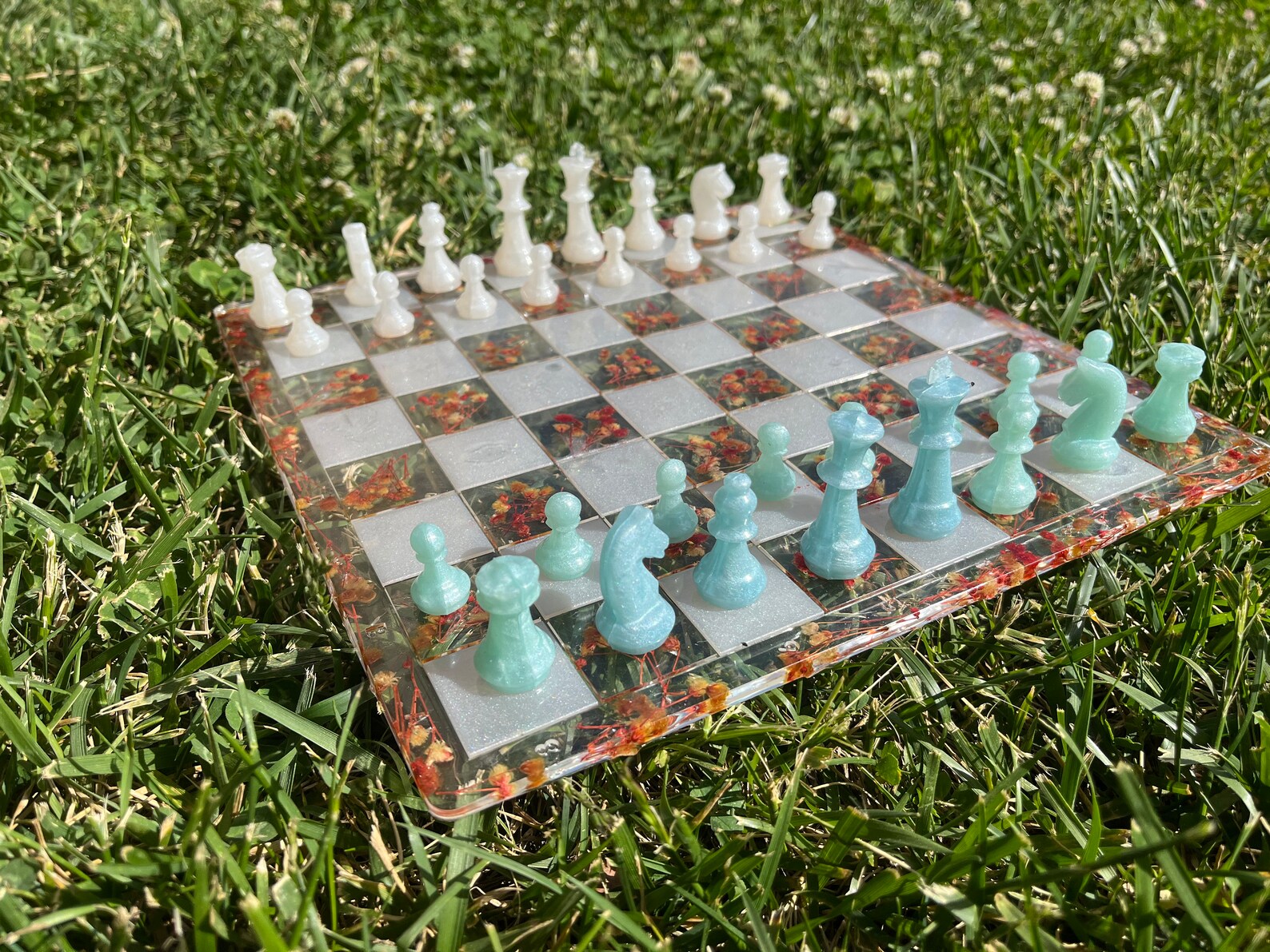 Epoxy Chess Set W Resin Chessboard Handmade Epoxy - Etsy