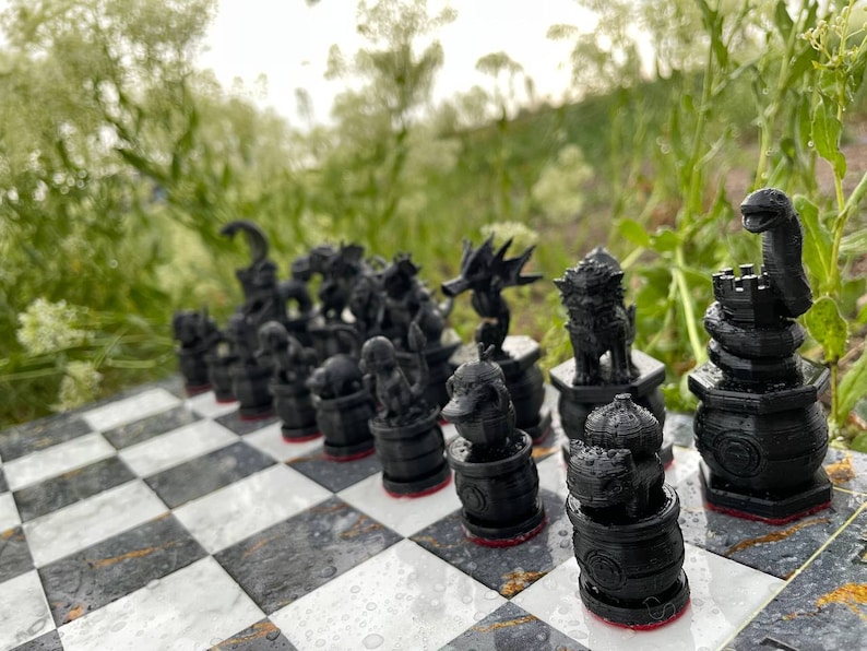 Pokemon Chess Set W\ Pokemon Pieces With Board - Handmade 3D Chess Set ...