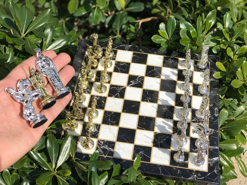 Swords Chess Set W/ Board Historical Figures Marble | Etsy