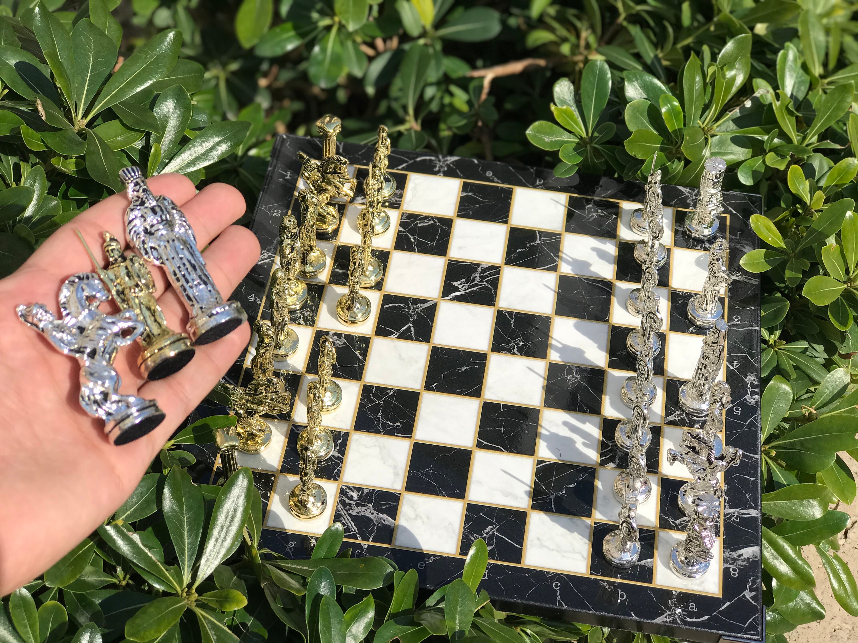 Swords Chess Set w/ Board Historical Figures Marble | Etsy