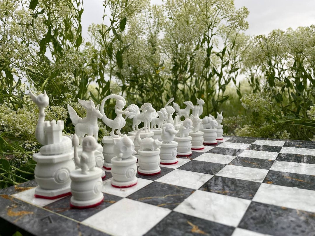 Pokemon Chess Set W\ Pokemon Pieces With Board - Handmade 3D Chess Set ...
