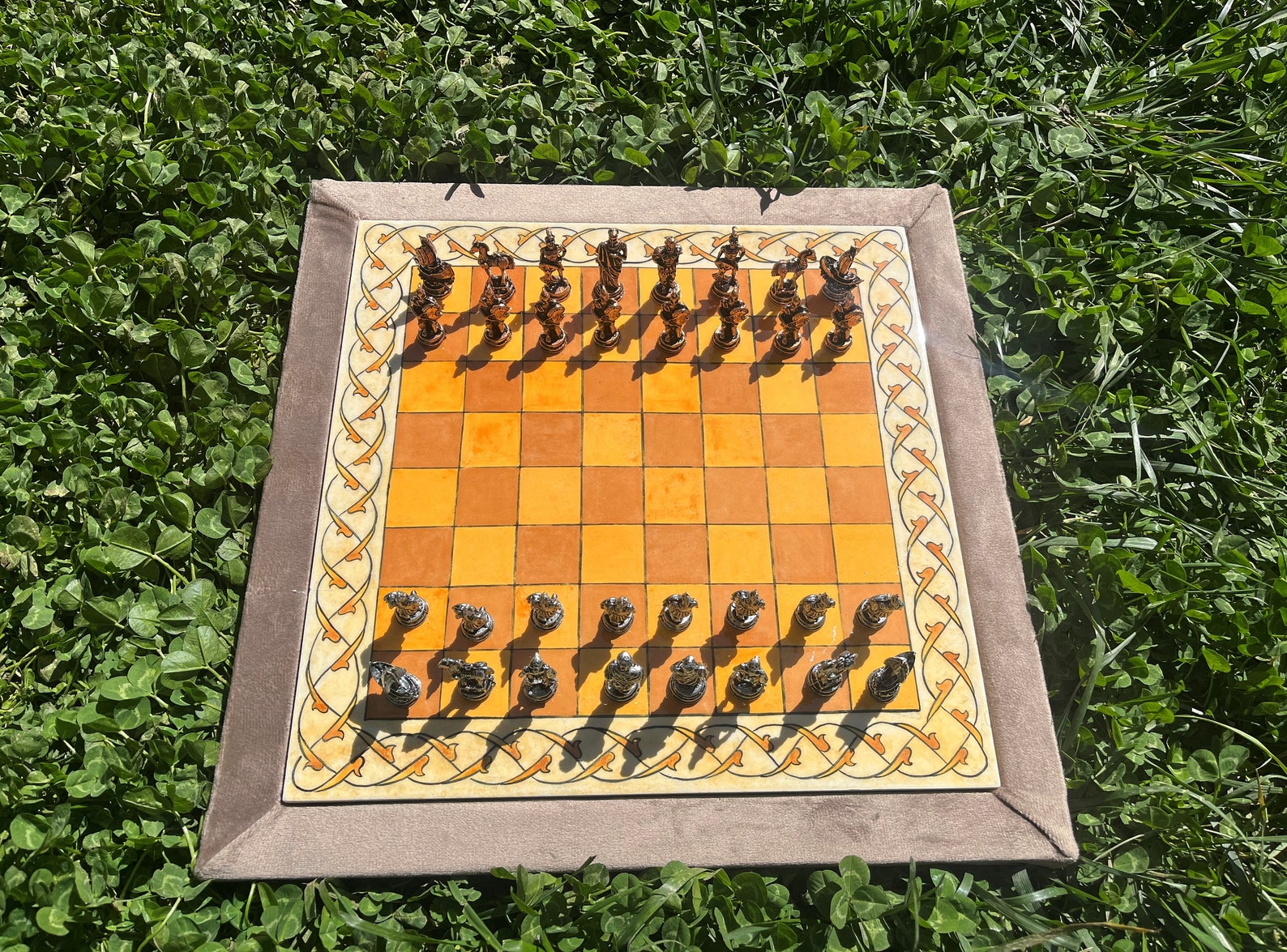 Handmade Chess Set W Tiled Chessboard Ceramic Chessboard | Etsy