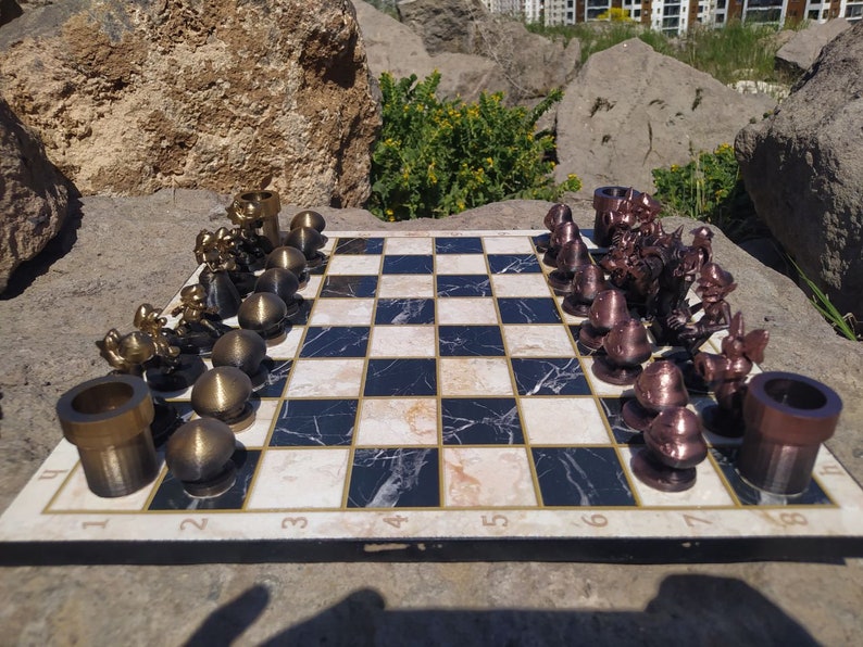 Mario Chess Set W Super Mario Pieces With Board Handmade 3D | Etsy