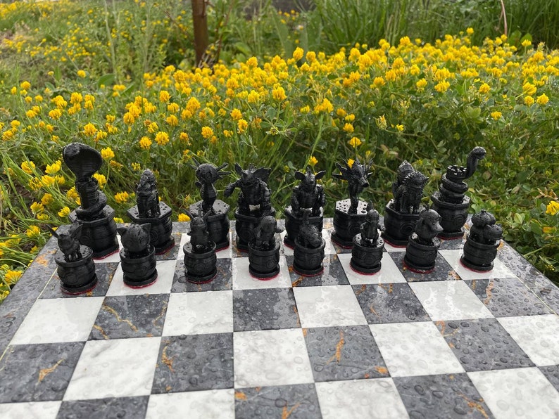 Pokemon Chess Set W Pokemon Pieces With Board Handmade 3D - Etsy