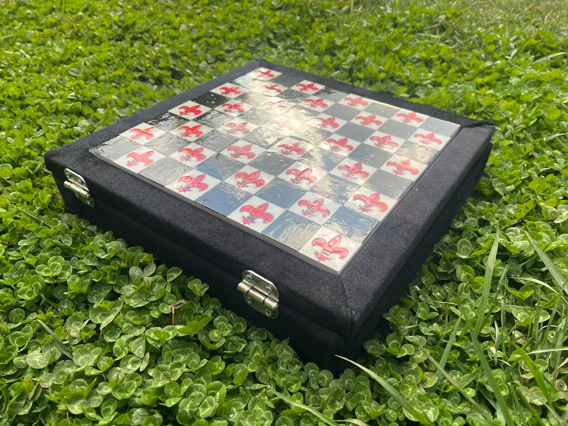 Chess Box W Handmade Chess Set Tile Art Chess Tiled - Etsy