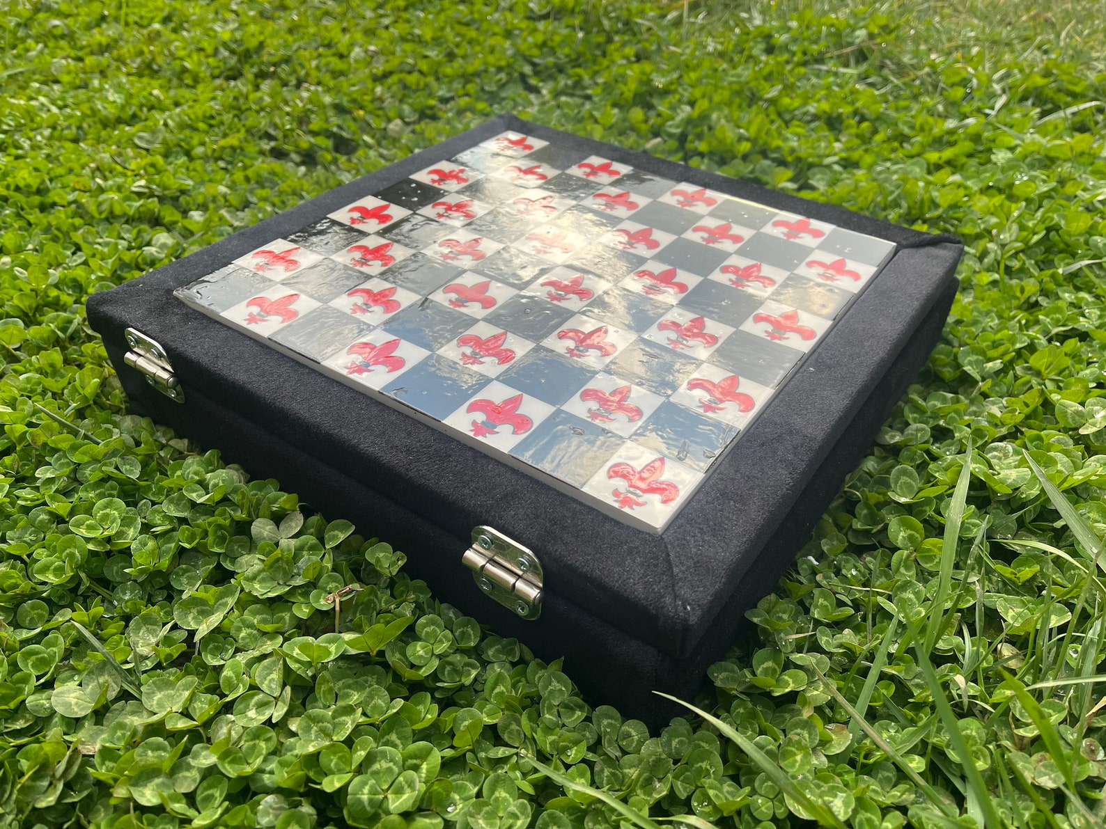 Chess Box W Handmade Chess Set Tile Art Chess Tiled - Etsy