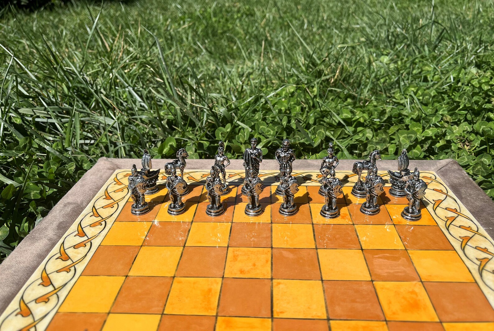 Handmade Chess Set W Tiled Chessboard Ceramic Chessboard | Etsy
