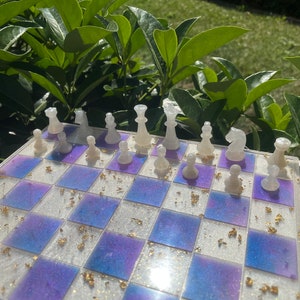 Customize Chessboard W\ Purple Chessboard - Resin Chess Set - Unique ...