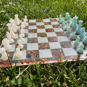 Epoxy Chess Set W Resin Chessboard Handmade Epoxy Chessboard Rose ...