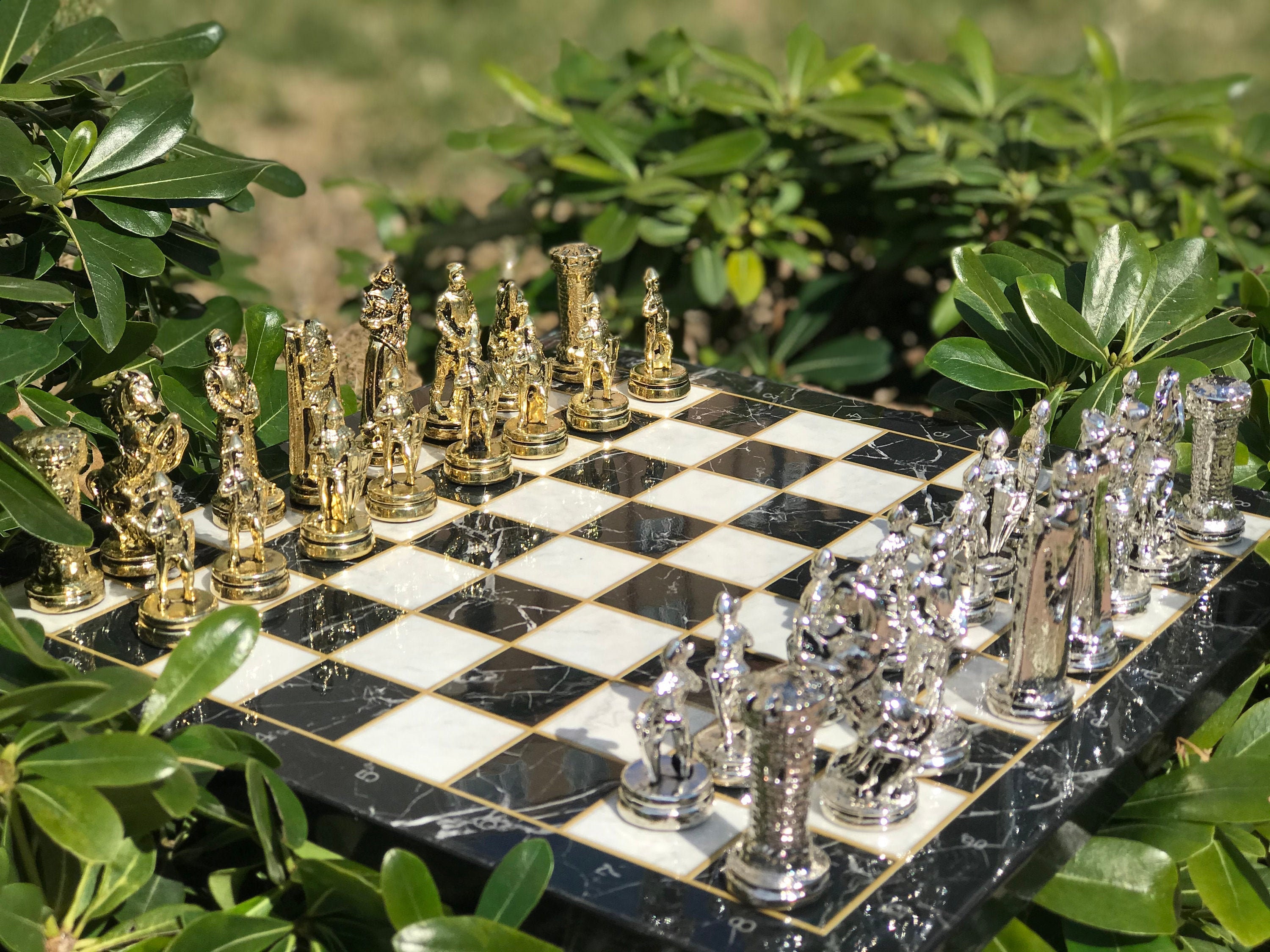 Spanish Chess Set w/ Board Historical Figures Marble | Etsy