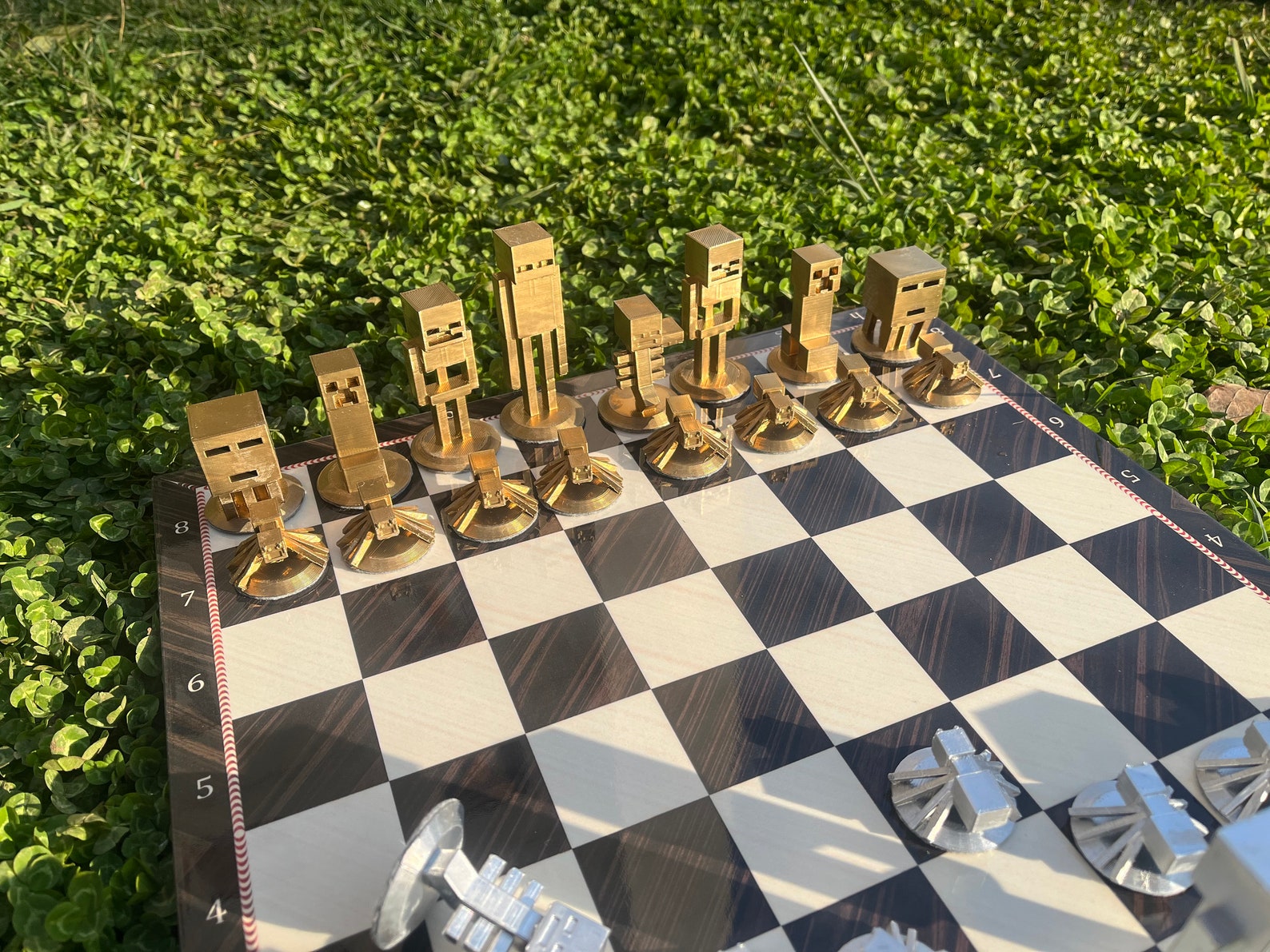 Minecraft Chess Set W Minecraft Pieces With Board Handmade - Etsy
