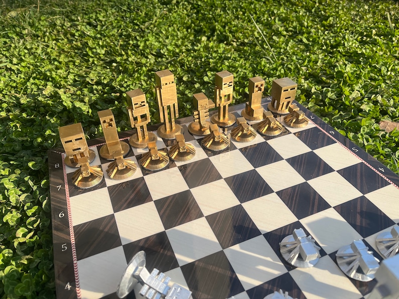 Minecraft Chess Set W Minecraft Pieces With Board Handmade - Etsy