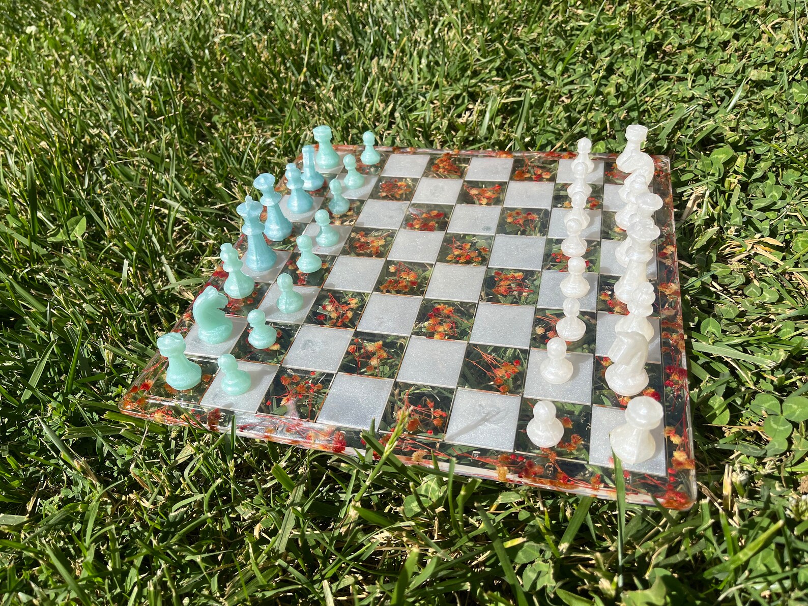 Epoxy Chess Set W Resin Chessboard Handmade Epoxy - Etsy