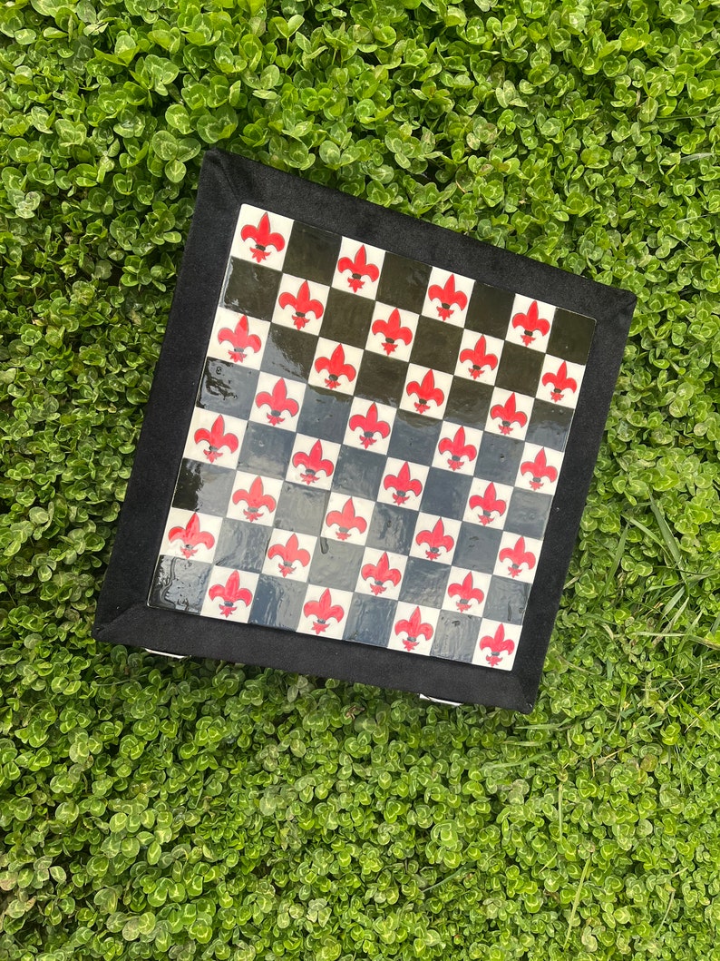 Chess Box W Handmade Chess Set Tile Art Chess Tiled - Etsy