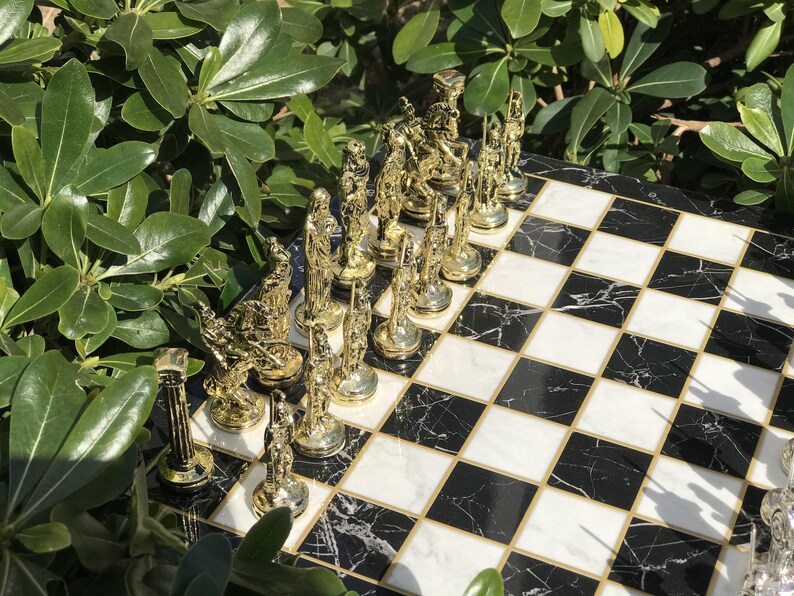 Swords Chess Set W/ Board Historical Figures Marble - Etsy