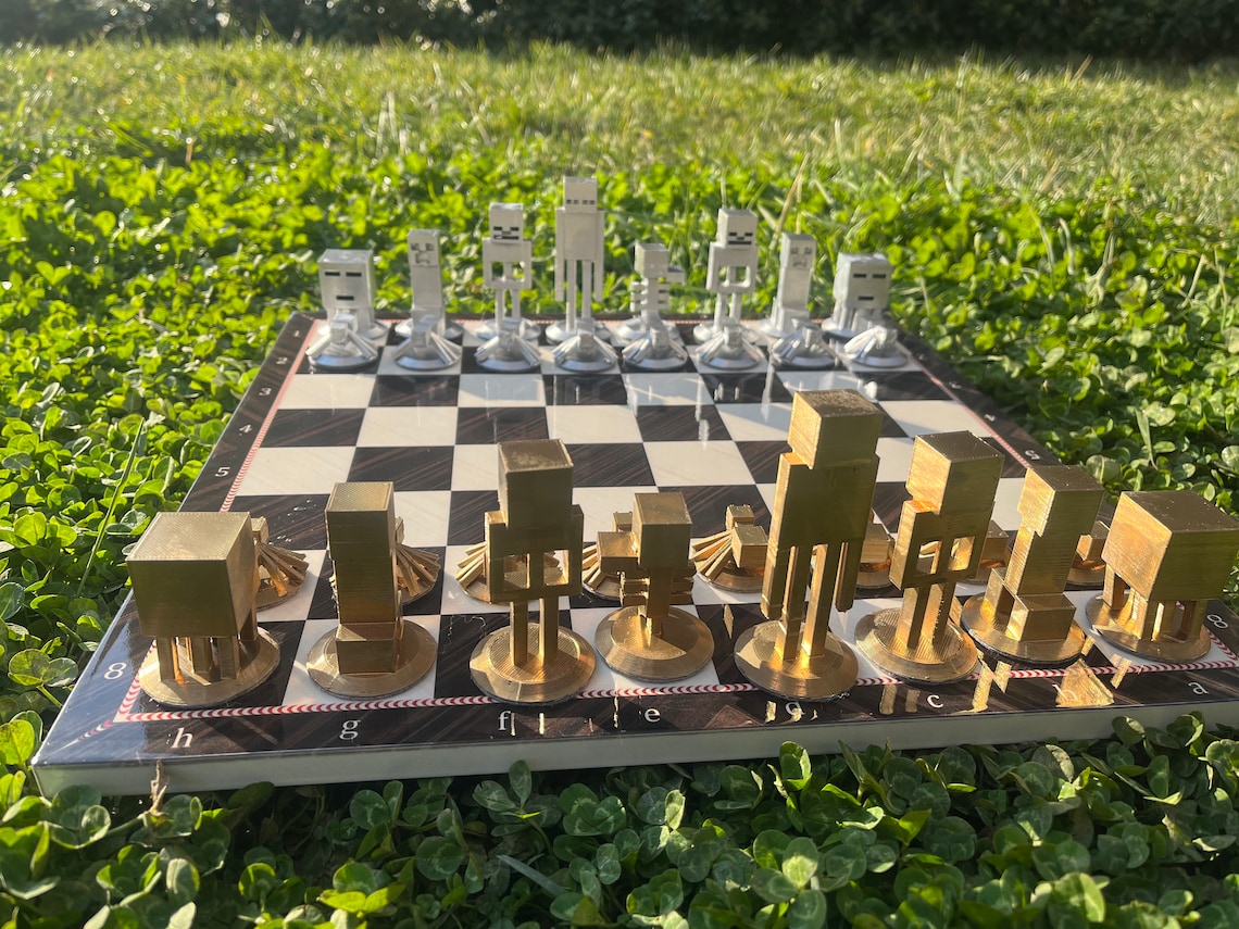 Minecraft Chess Set W Minecraft Pieces With Board Handmade - Etsy