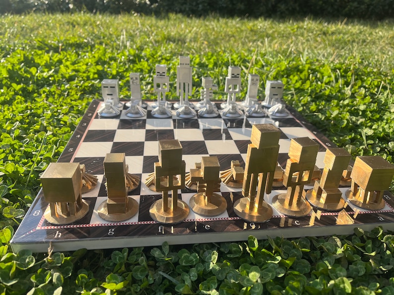 Minecraft Chess Set W Minecraft Pieces With Board Handmade - Etsy