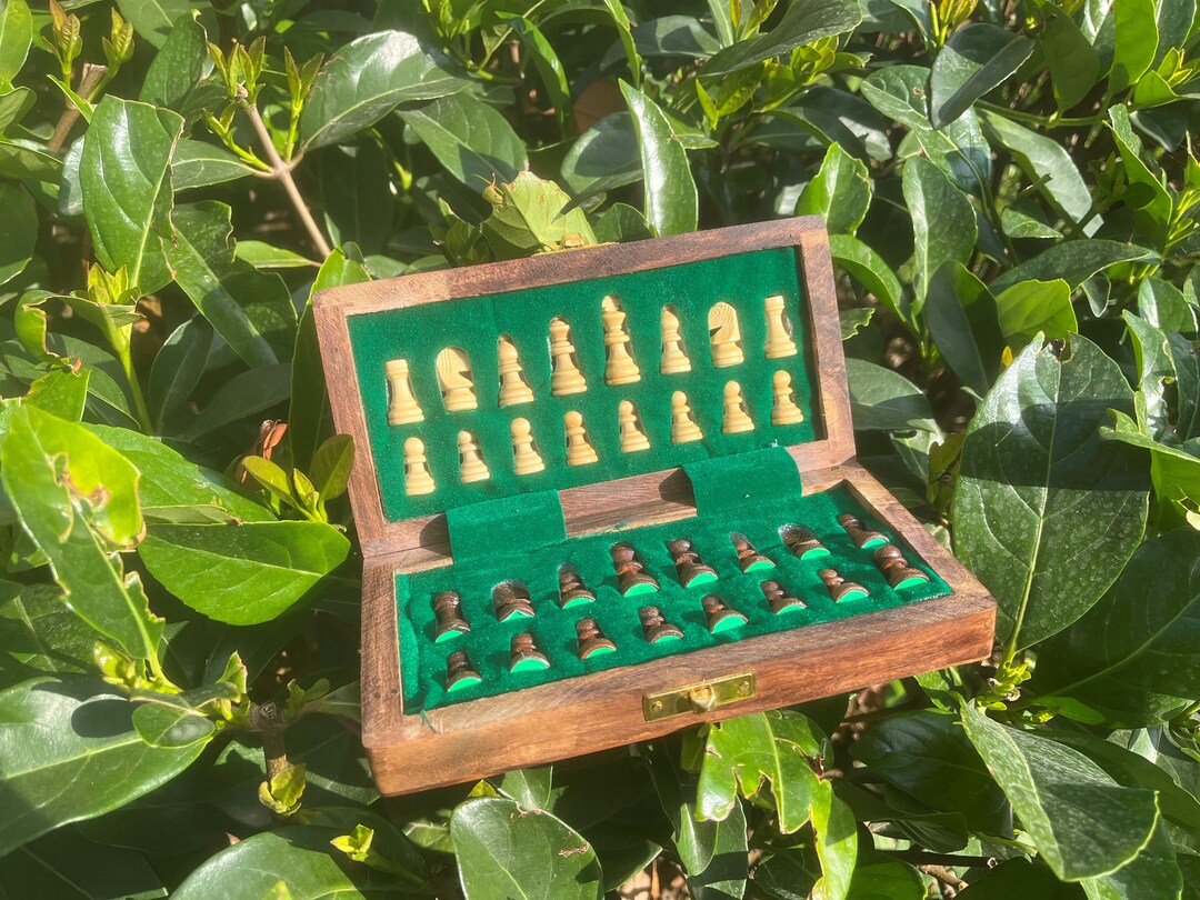 Magnetic Chess Set W\ Mini Chess Board - Solid Chessboard - Handmade ...