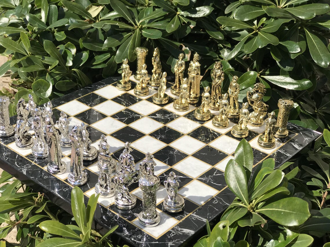 Spanish Chess Set W/ Board Historical Figures Marble | Etsy