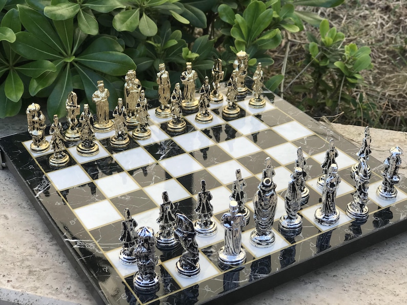 Mythological Chess Set W/ Board Historical Figures Marble | Etsy