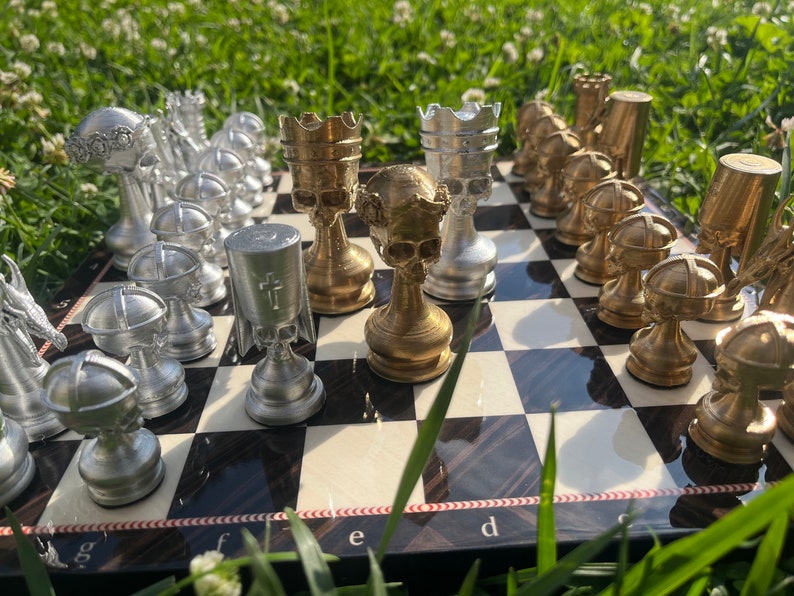 Skull Chess Set W 3D Chess Pieces Death's-head Figures - Etsy
