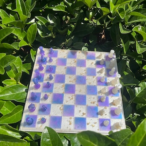 Customize Chessboard W\ Purple Chessboard - Resin Chess Set - Unique ...