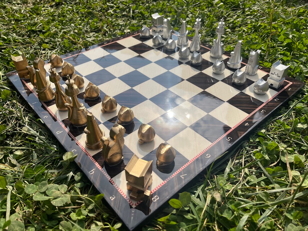Cat Chess Set W Cat Pieces With Board Handmade 3D Chess Set Unique ...