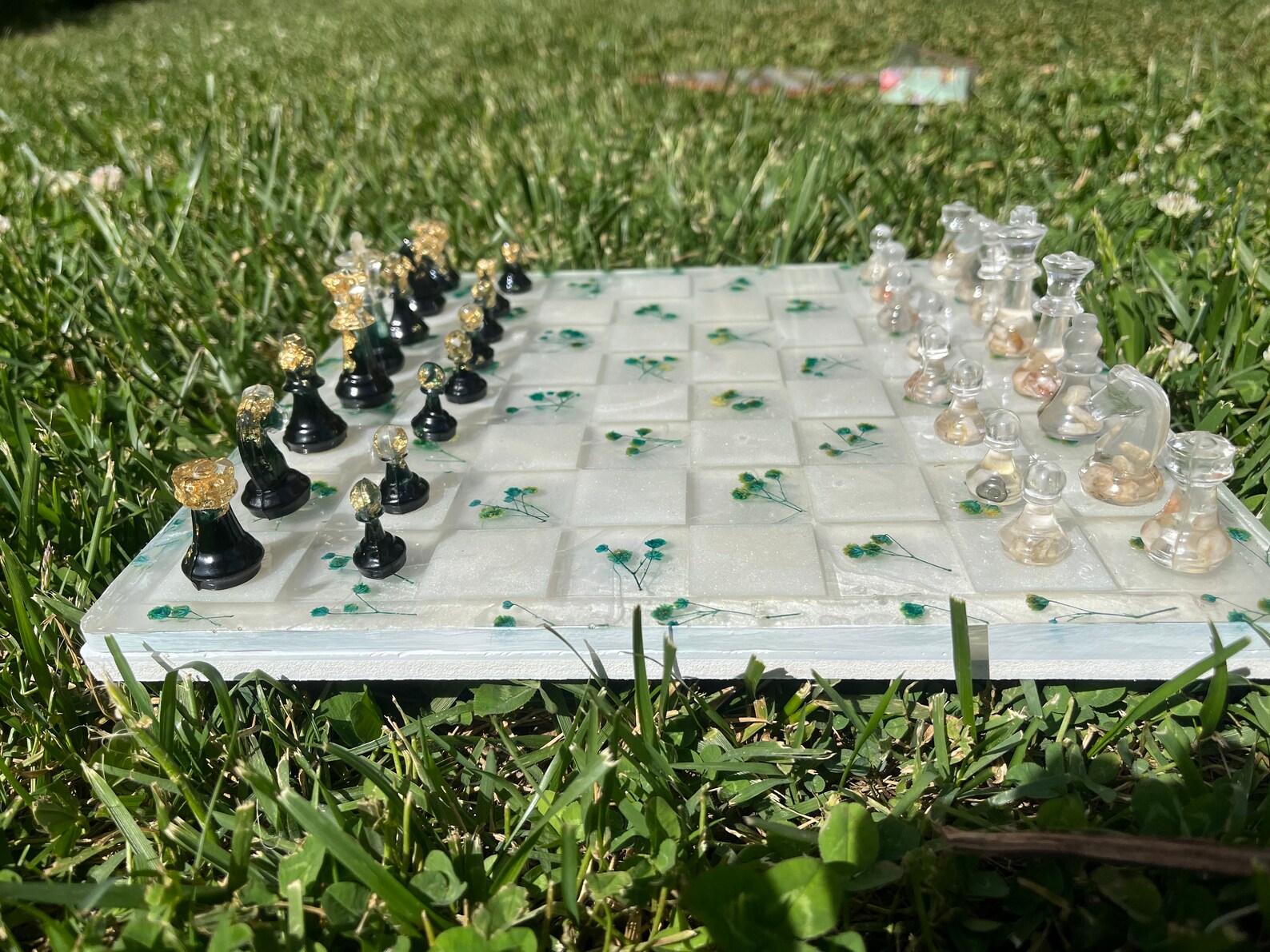 Epoxy Chess Set W White Chess Board Handmade Epoxy | Etsy