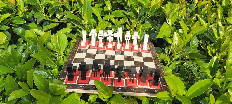 Minecraft Chess Set W Minecraft Pieces With Board Handmade | Etsy