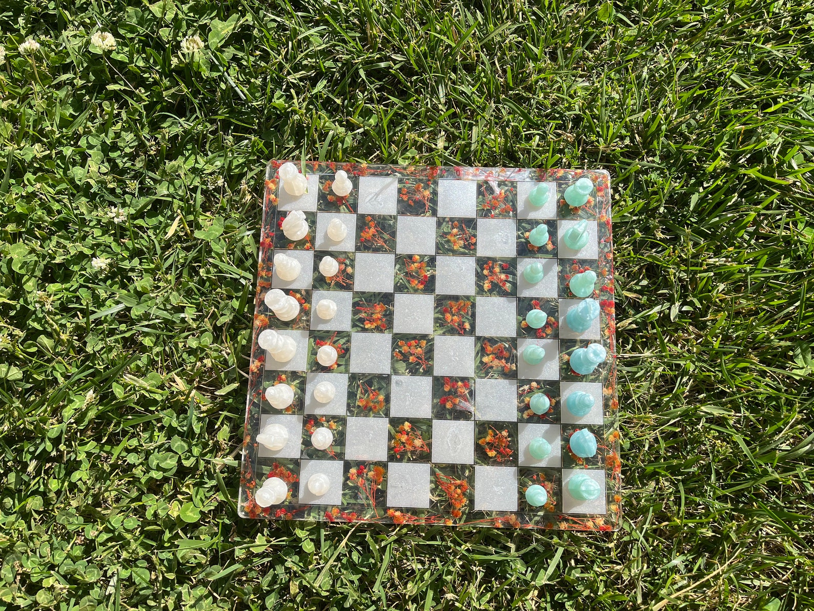 Epoxy Chess Set W Resin Chessboard Handmade Epoxy - Etsy