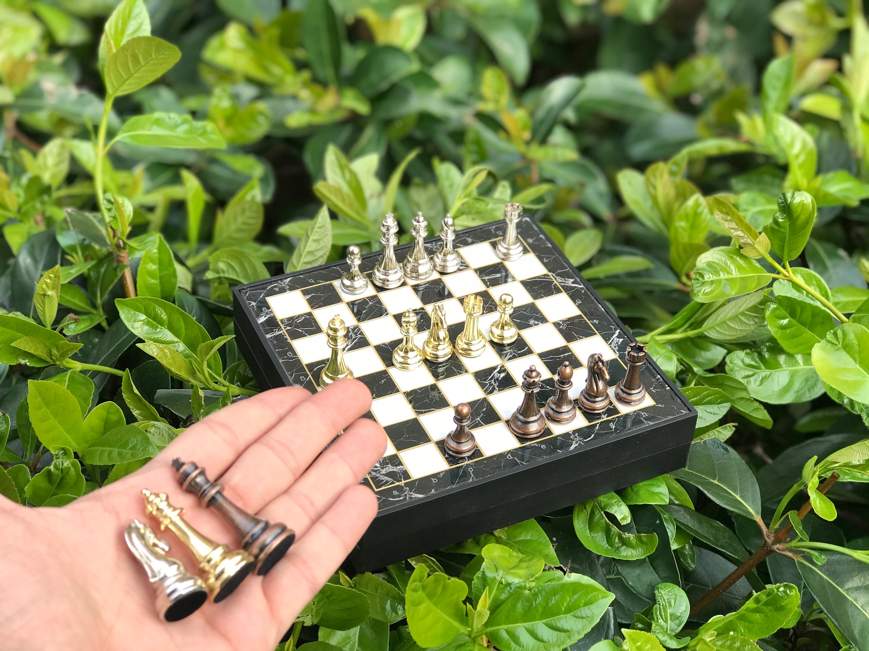 Mini Chess Set w Travel Chess Set Chess Box with Metal | Etsy
