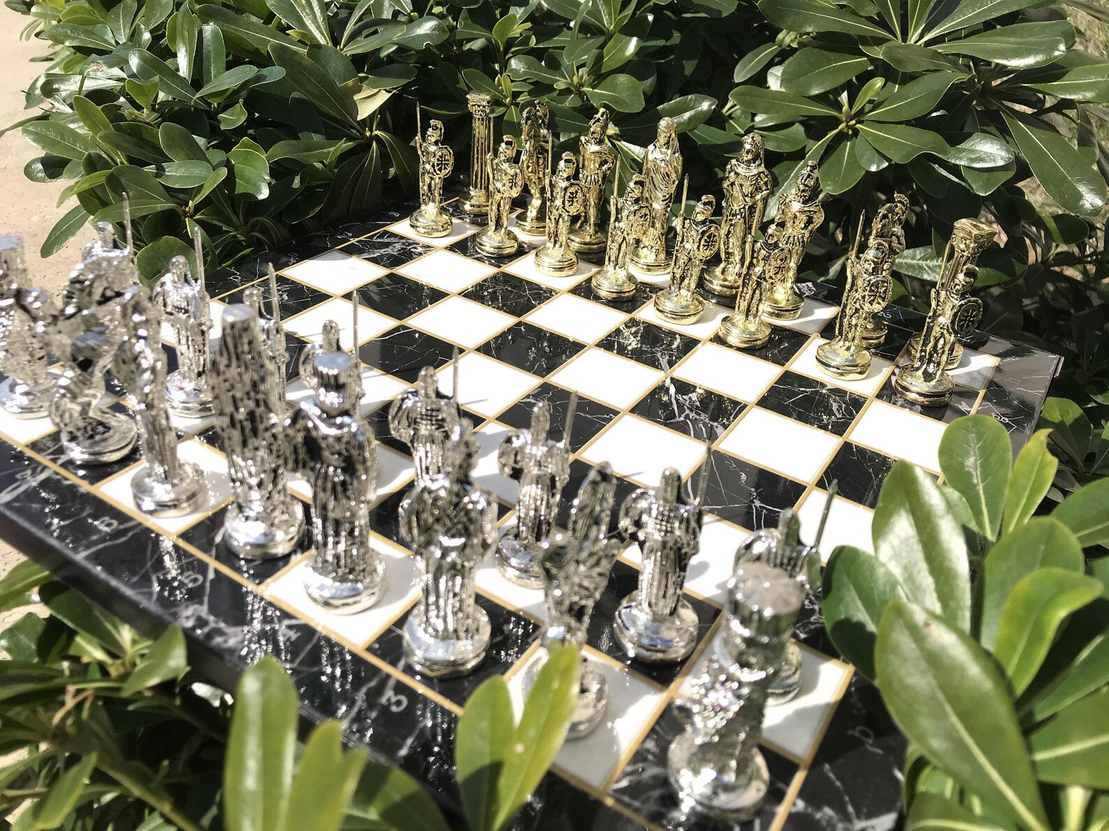 Swords Chess Set W/ Board Historical Figures Marble - Etsy