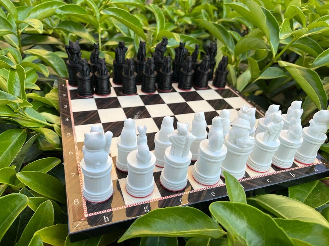 Cat Chess Set W Cat Pieces With Board Royal Chess Set - Etsy