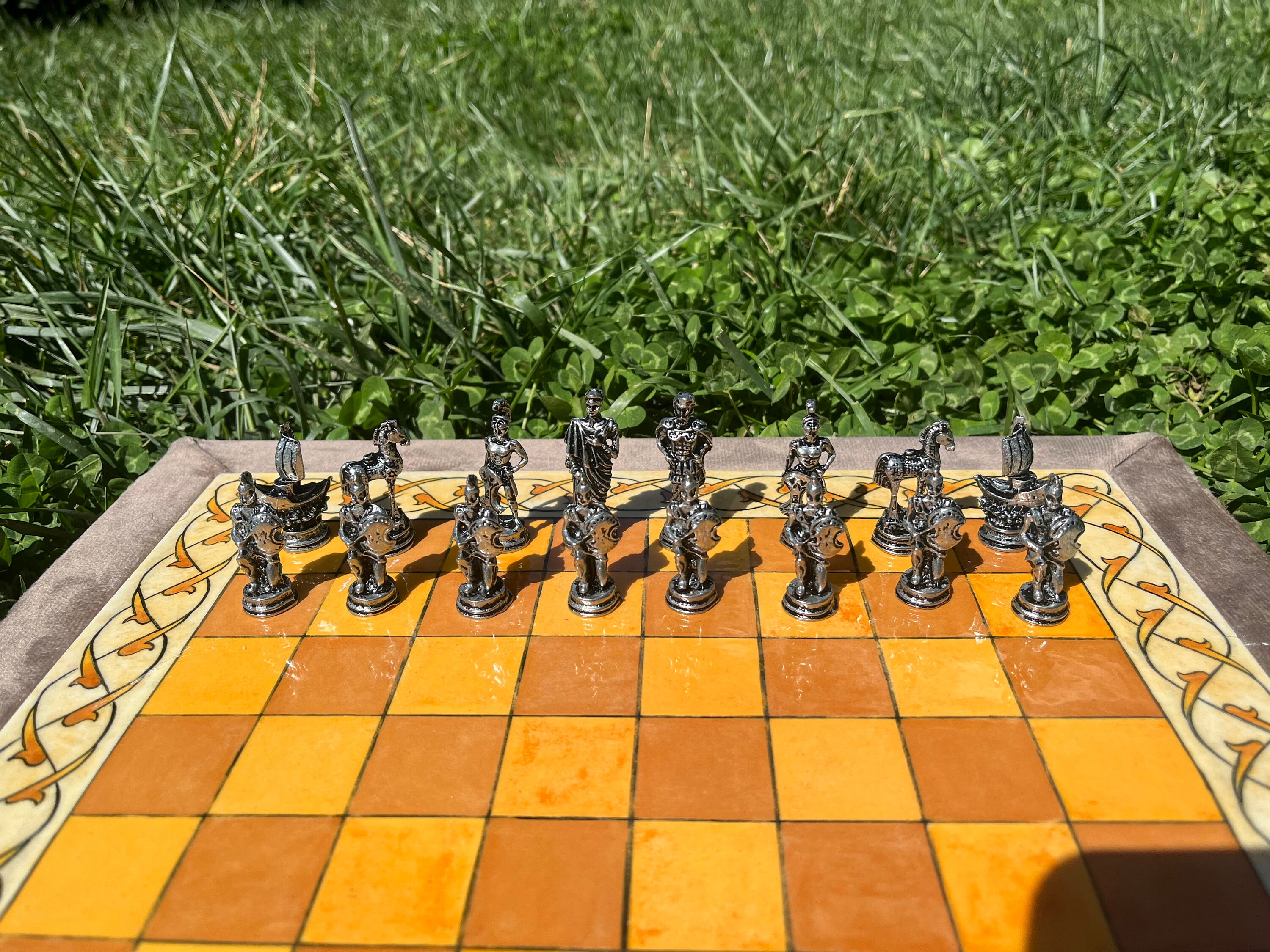 Handmade Chess Set W Tiled Chessboard Ceramic Chessboard | Etsy