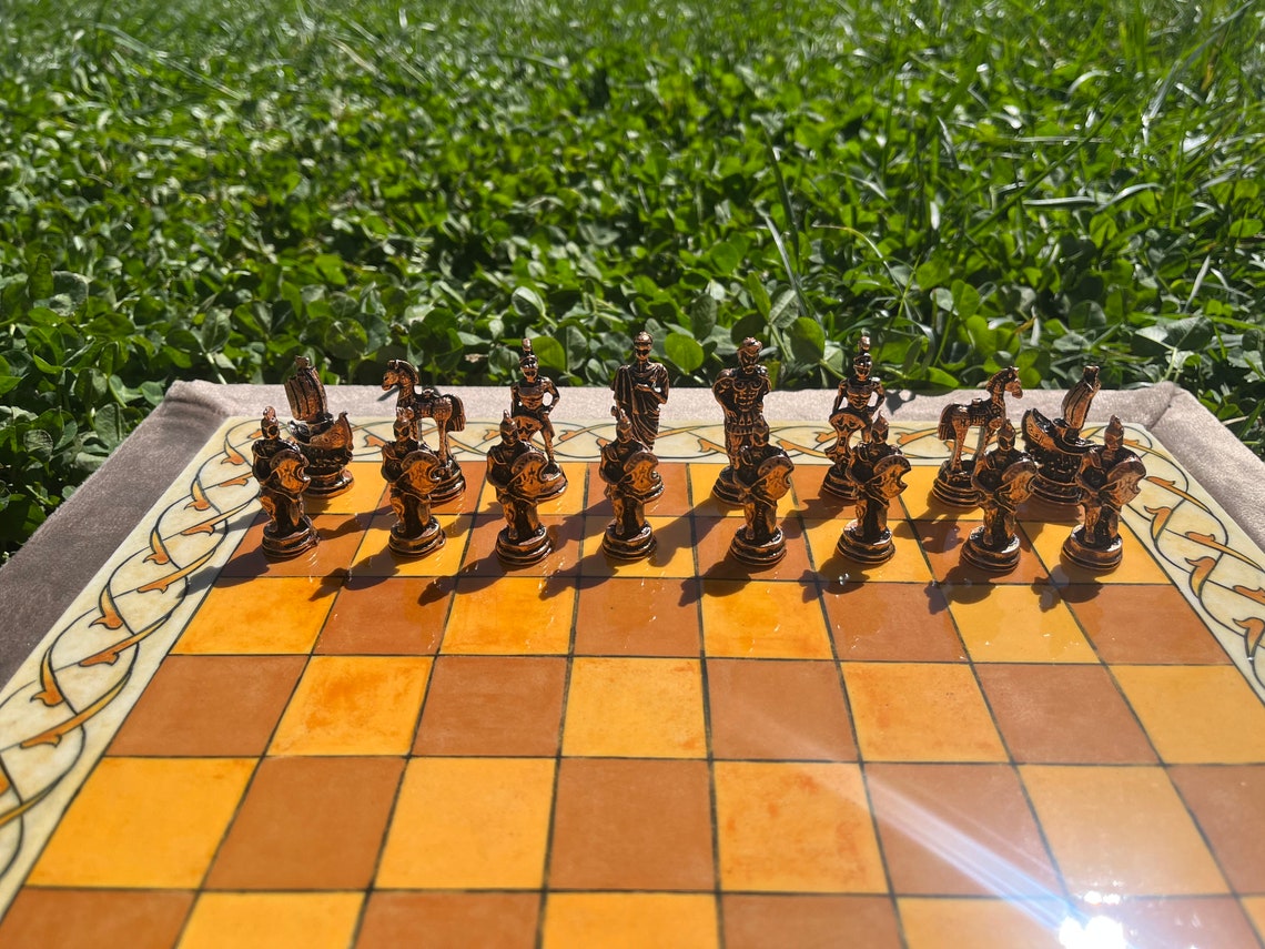 Handmade Chess Set W Tiled Chessboard Ceramic Chessboard | Etsy