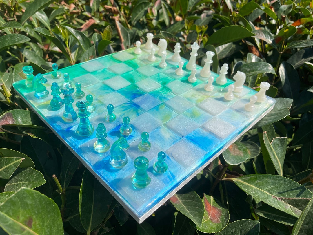 Customizable Resin Chess Set: Colorful Handmade Epoxy Board - Etsy