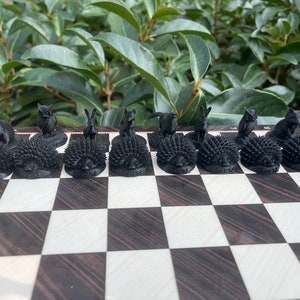 Animal Chess Set: Handmade Wooden Board With 3D Figures - Etsy