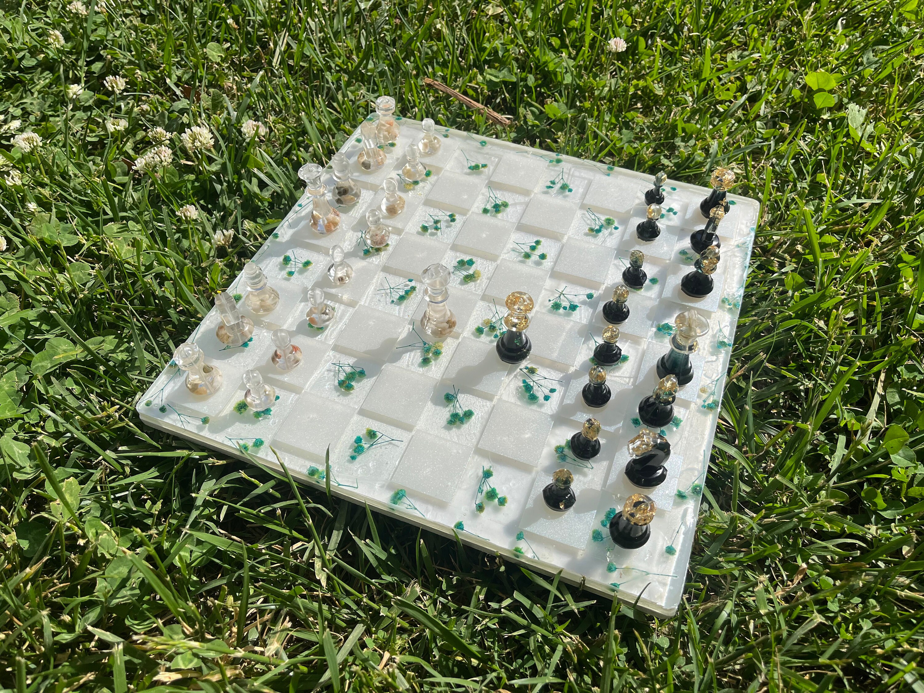 Epoxy Chess Set W White Chess Board Handmade Epoxy - Etsy UK