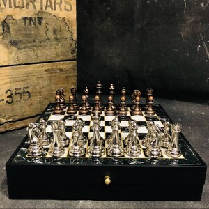 Mini Chess Set W/ Handmade Chess Pieces With Board Wooden Chessboard ...