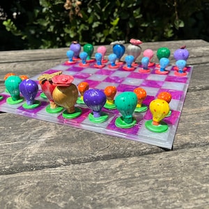 Resin Chessboard W\ Balloon Chess Pieces - Unique Chess Set - Colorful ...
