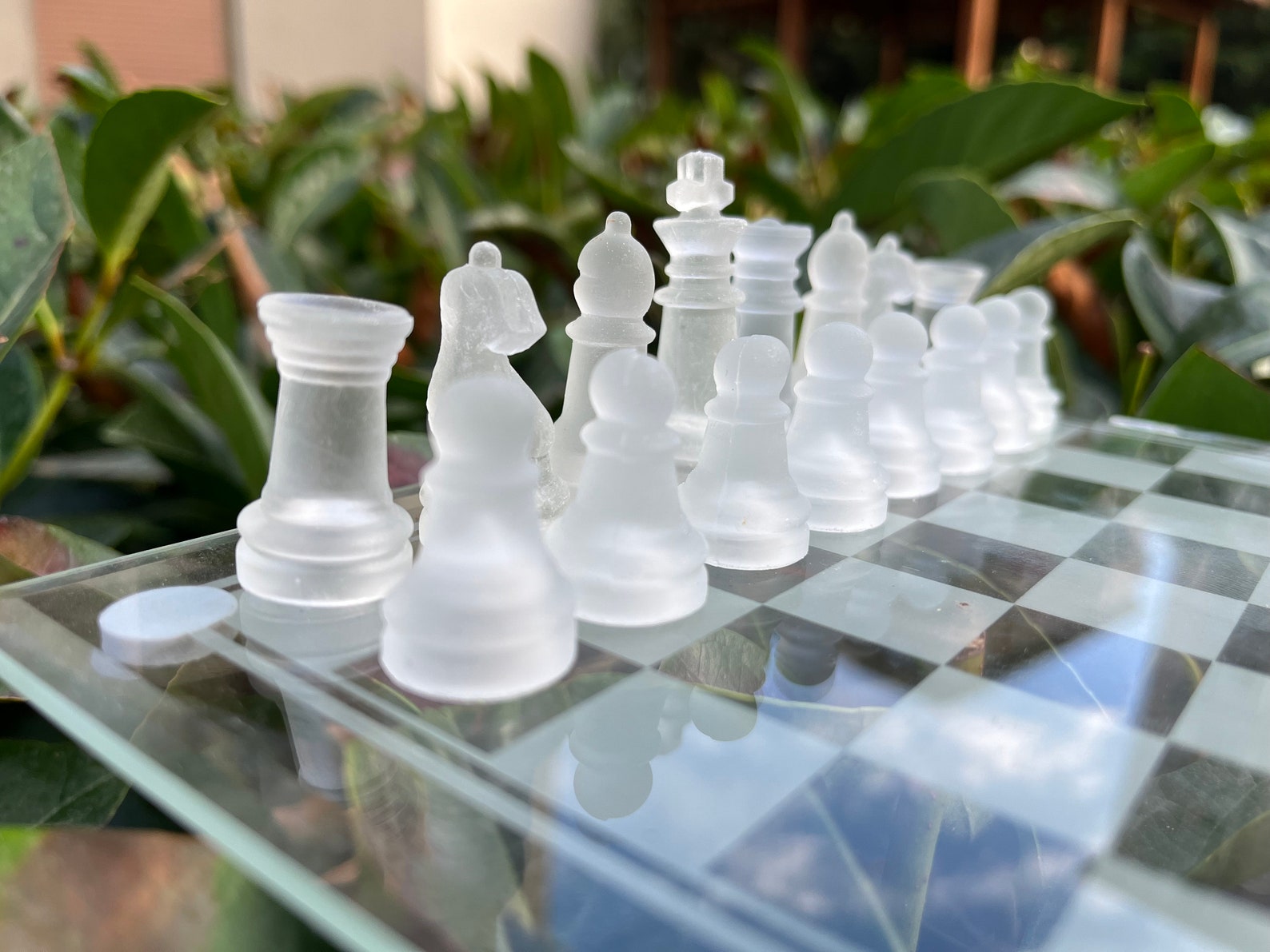 Handmade Glass Chess Set: Mini Travel Game, Personalized Board - Etsy